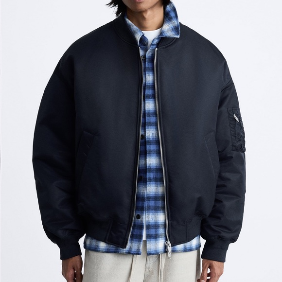 Zara | Jackets & Coats | Zara Men Bomber Navy Oversized Jacket Coat S M Top | Poshmark